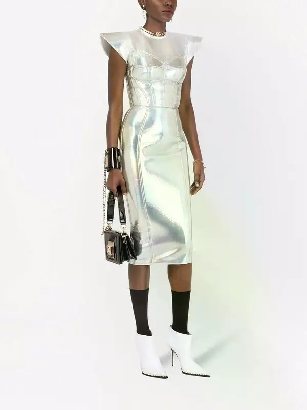 Dolce & Gabbana Metallic-effect Bustier Midi Dress