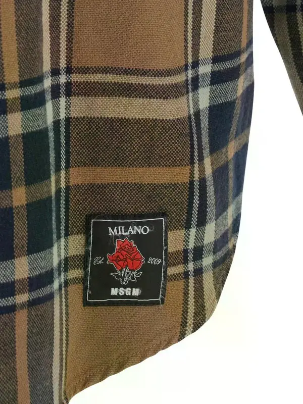 MSGM Logo-patch Check-pattern Shirt