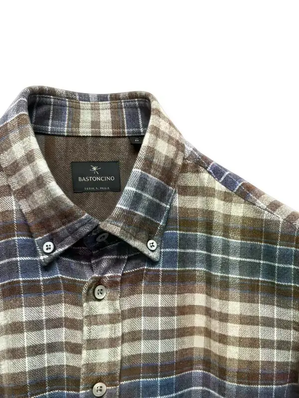 BASTONCINO Buttoned Checked-pattern Shirt - Blue