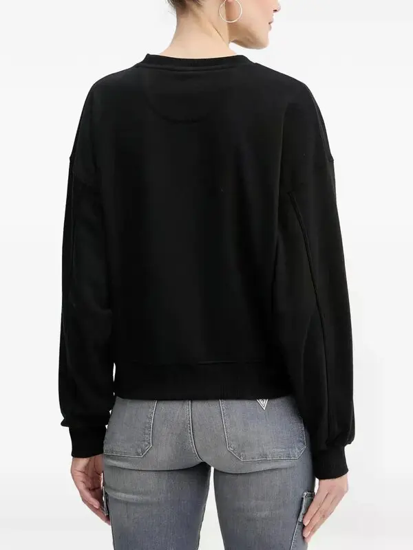 Guess Sequin Embellished Logo Sweatshirt - Black