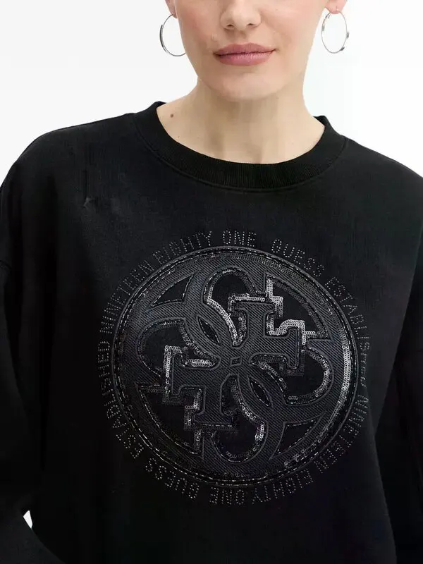 Guess Sequin Embellished Logo Sweatshirt - Black