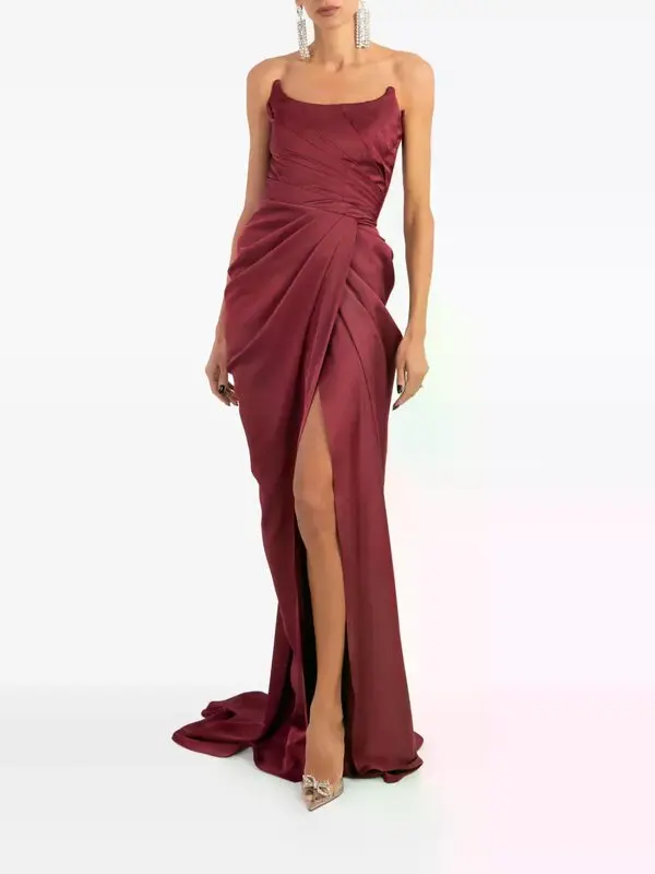 ANA RADU Ruched Strapless Maxi Dress