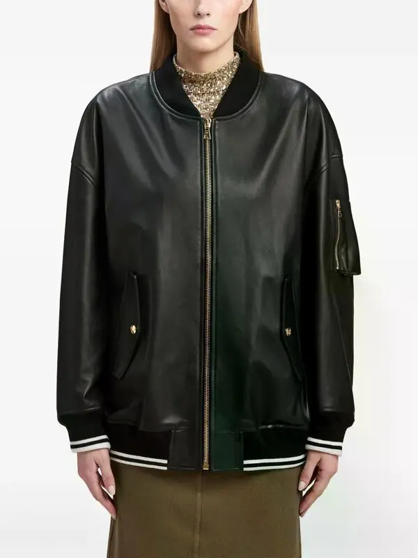 Palm Angels Logo-print Leather Bomber Jacket