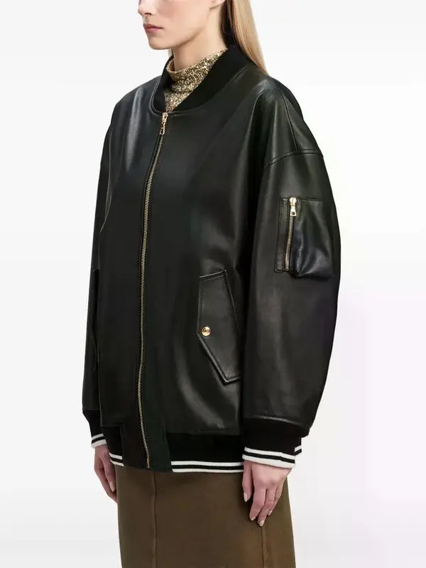 Palm Angels Logo-print Leather Bomber Jacket