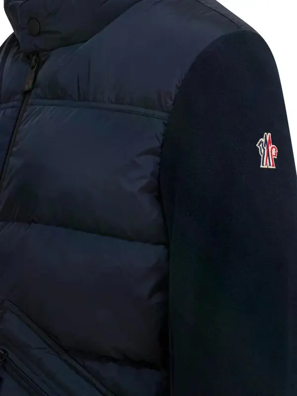 Moncler Knitted-sleeve Padded Jacket - Blue