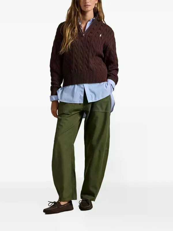 Polo Ralph Lauren Cable-knit Quarter-zip Sweater - Brown