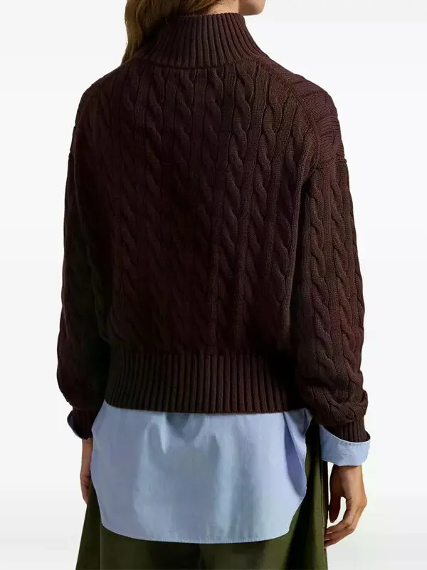 Polo Ralph Lauren Cable-knit Quarter-zip Sweater - Brown