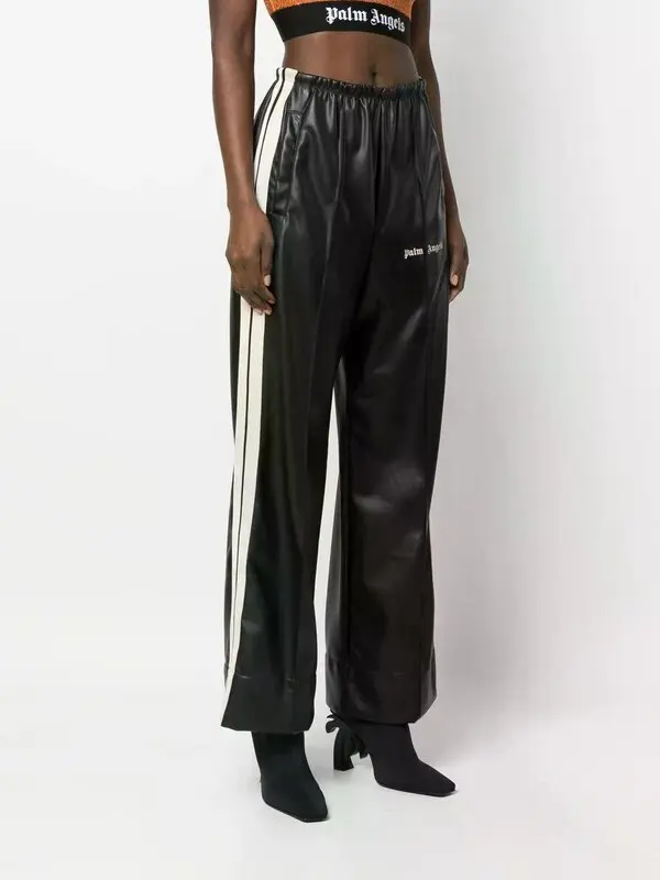 Palm Angels Logo-print Faux-leather Track Pants