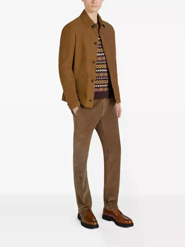 SLOWEAR Moleskin Cotton Blouson Jacket - Brown