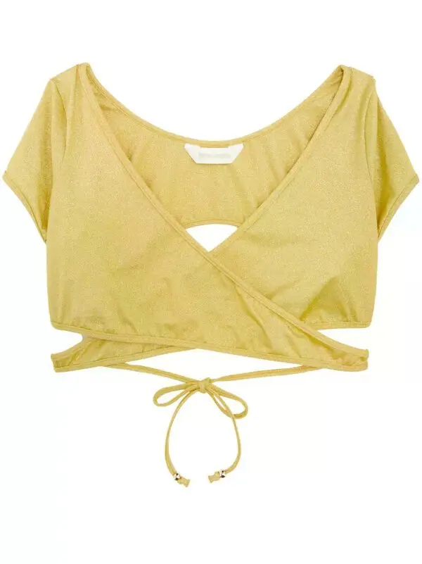 Palm Angels Wrap-around Lurex Bikini Top - Yellow