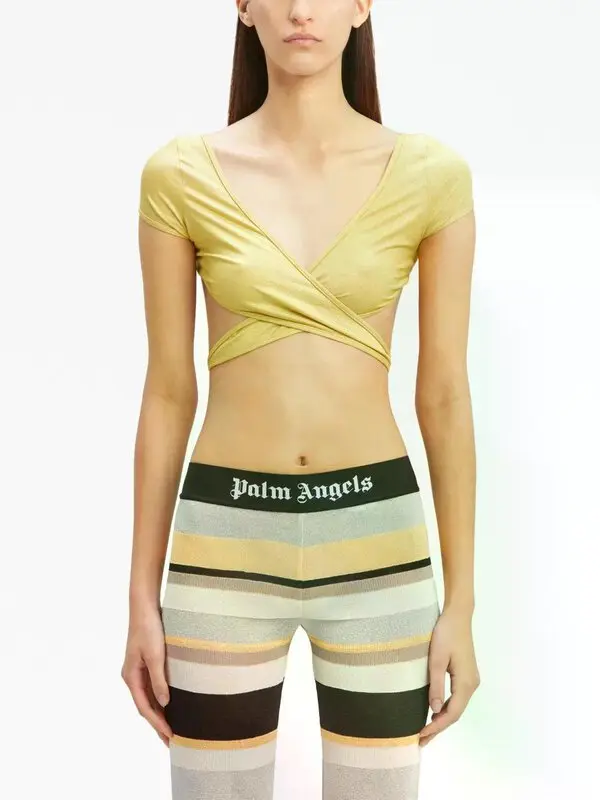 Palm Angels Wrap-around Lurex Bikini Top