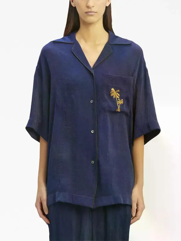 Palm Angels Embroidered Bowling Shirt