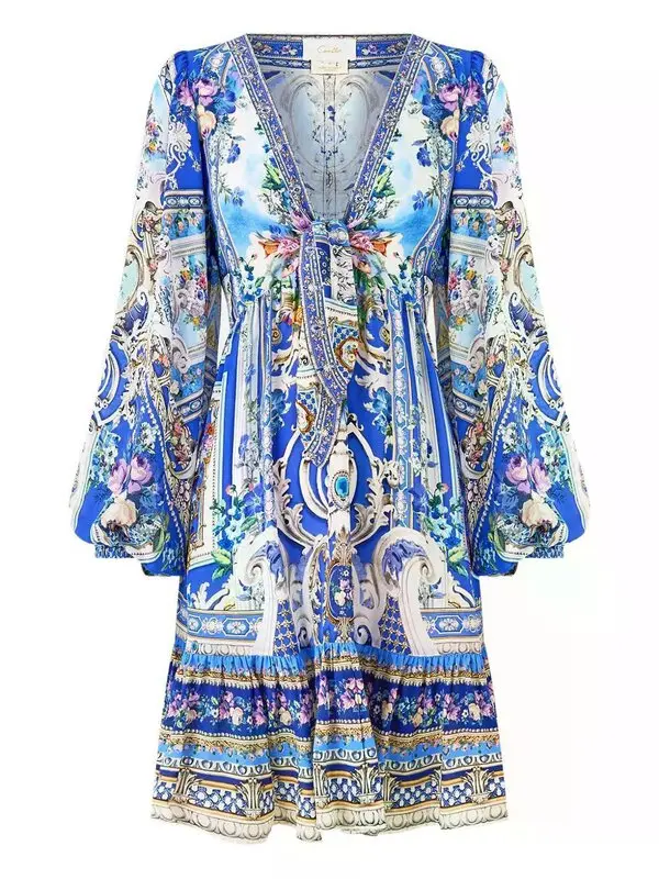 Camilla Ottoman Opulence V-neck Mini Dress