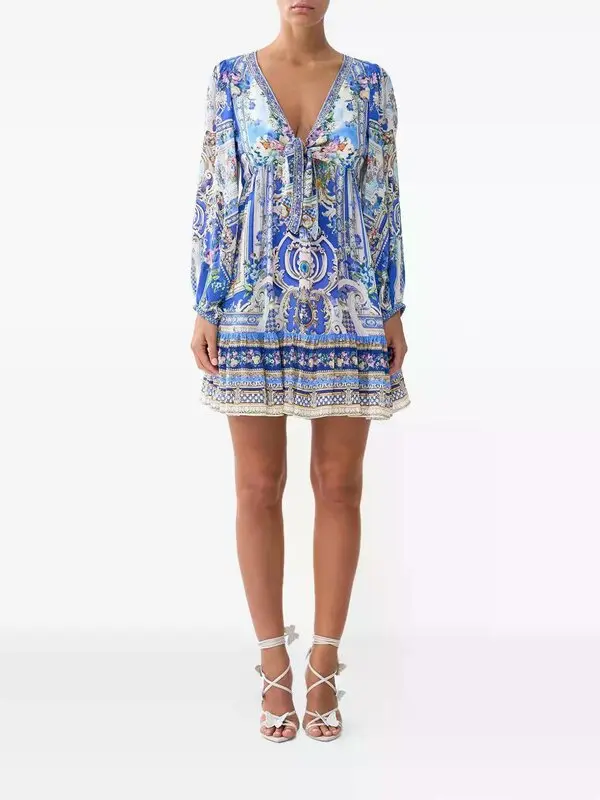 Camilla Ottoman Opulence V-neck Mini Dress