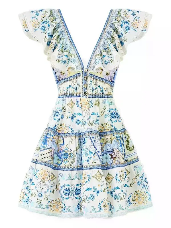 Camilla My Homespun Heart Ruffled Mini Dress - Blue