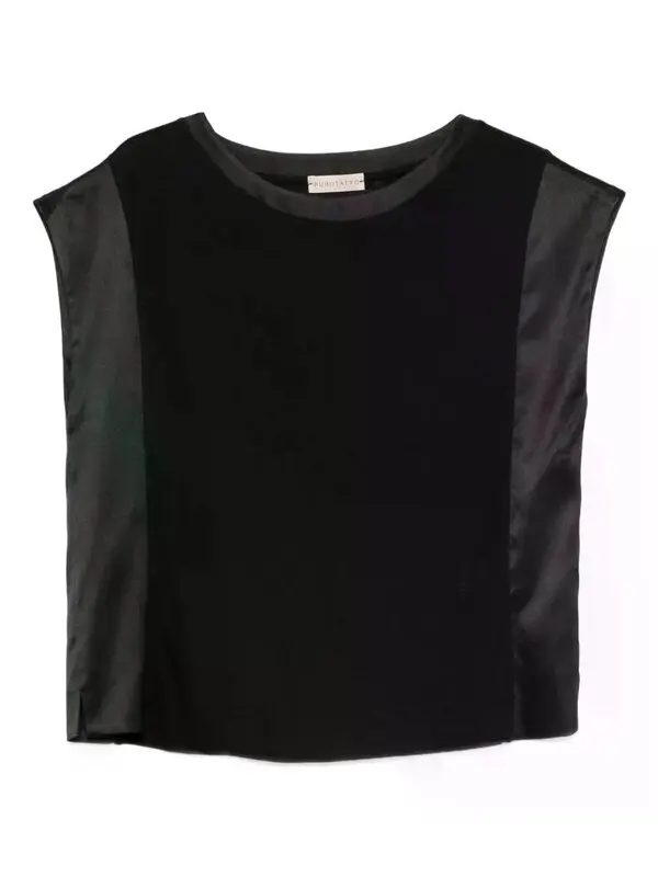 PUROTATTO Sleeveless Round Neck Top - Black