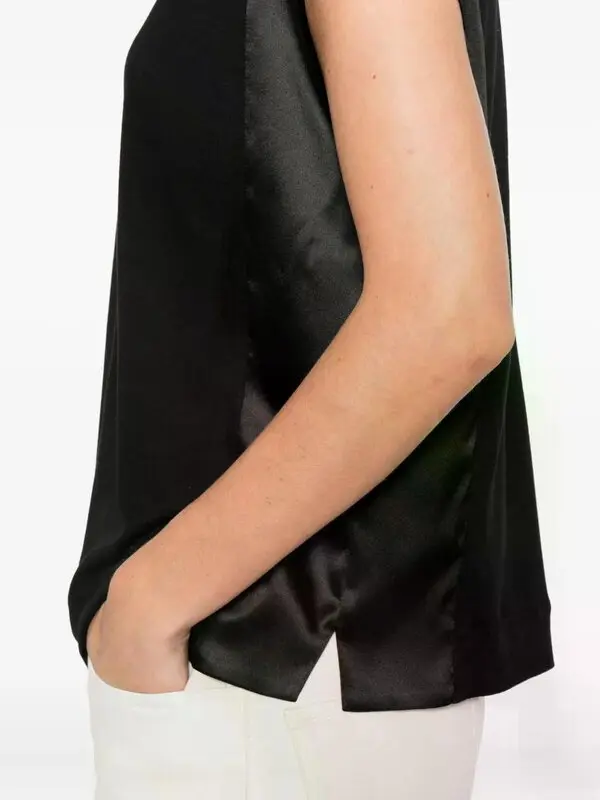 PUROTATTO Sleeveless Round Neck Top - Black