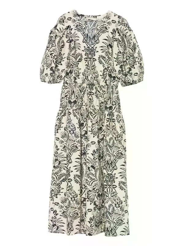 Ulla Johnson Harriet Puff-sleeve Midi Dress - Neutrals