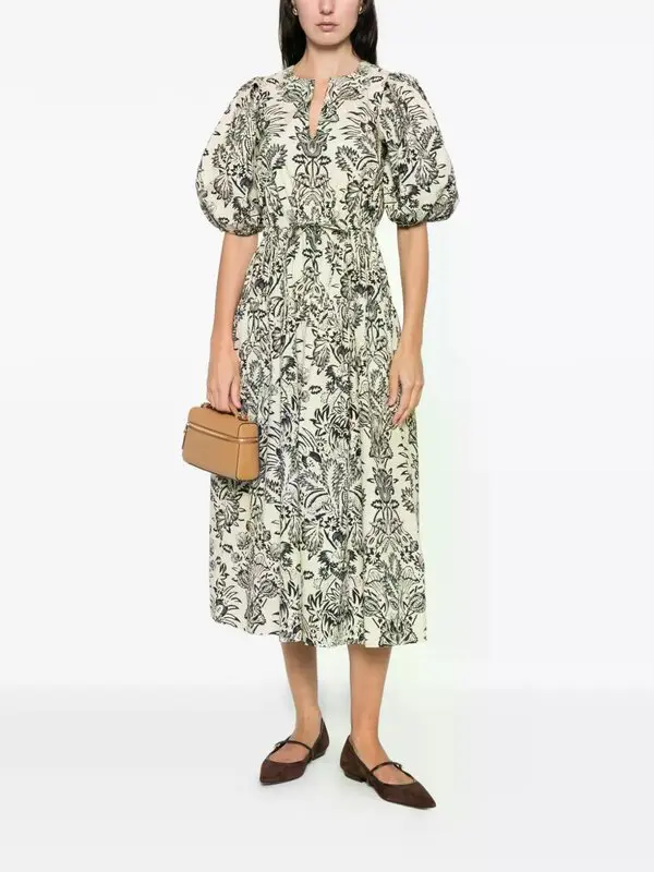 Ulla Johnson Harriet Puff-sleeve Midi Dress - Neutrals