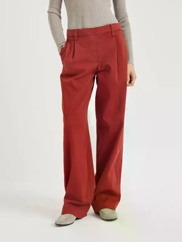 Brunello Cucinelli Cotton Mid-rise Straight Leg Pants