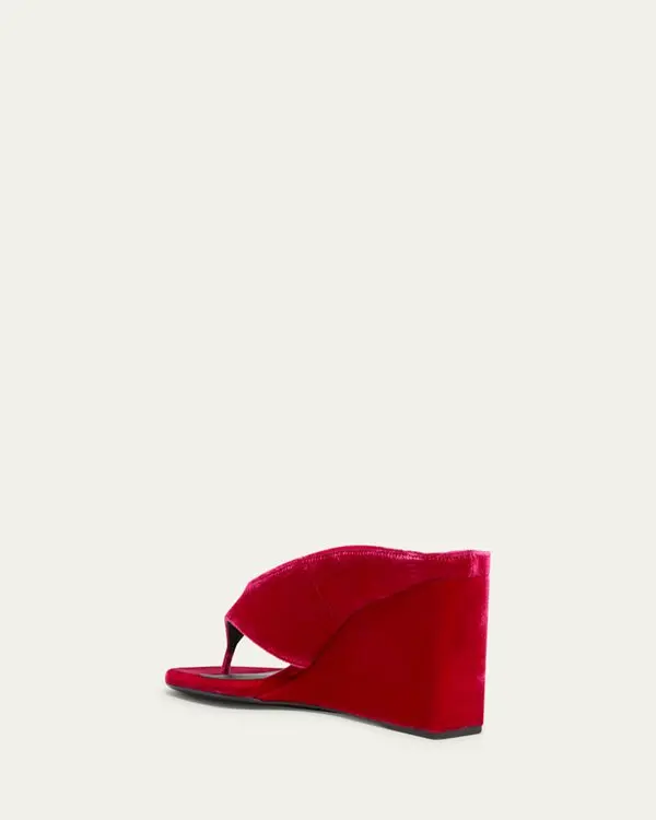 Alaïa 75mm Velvet Wedge Thong Sandals