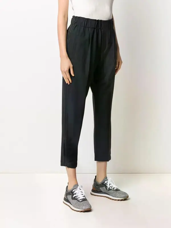 Brunello Cucinelli Side Stripe Cropped Trousers