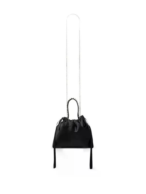 JIMMY CHOO Drawstring Mini Top Handle Bag With Crystal Embellished Handle - Black