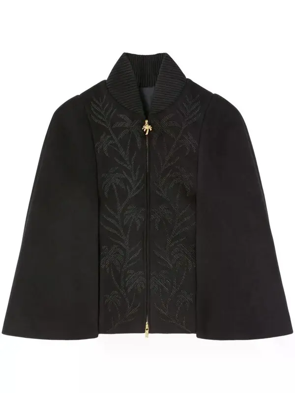Palm Angels Palm-embroidered Zip-up Cape