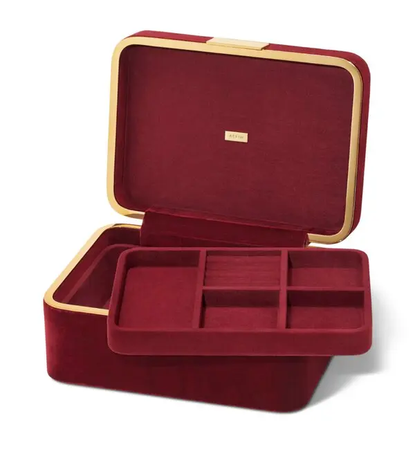 Aerin Velvet Beauvais Jewellery Box - Brown