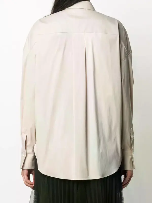 Brunello Cucinelli Embellished Tab Long Sleeve Shirt