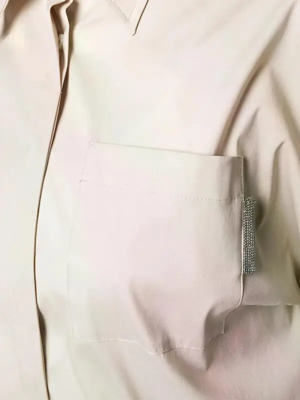 Brunello Cucinelli Embellished Tab Long Sleeve Shirt