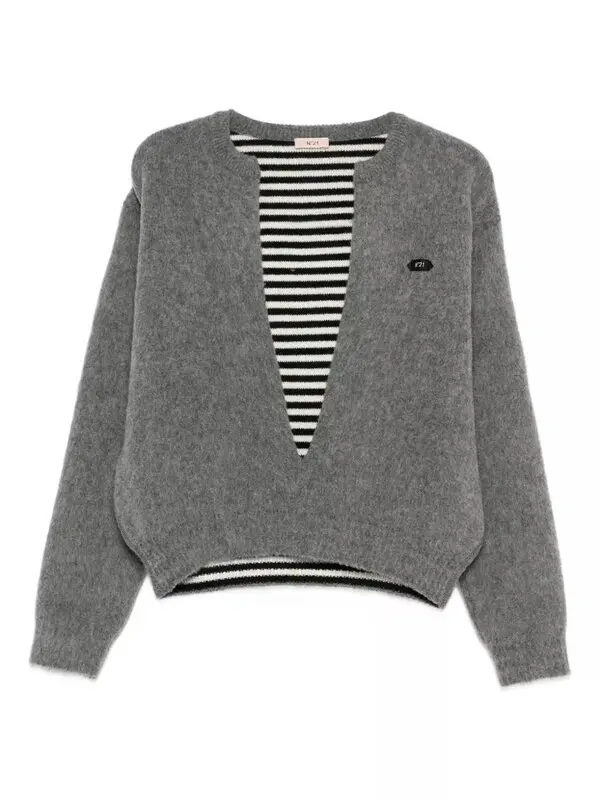 N°21 Plunging V-neck Sweater - Grey