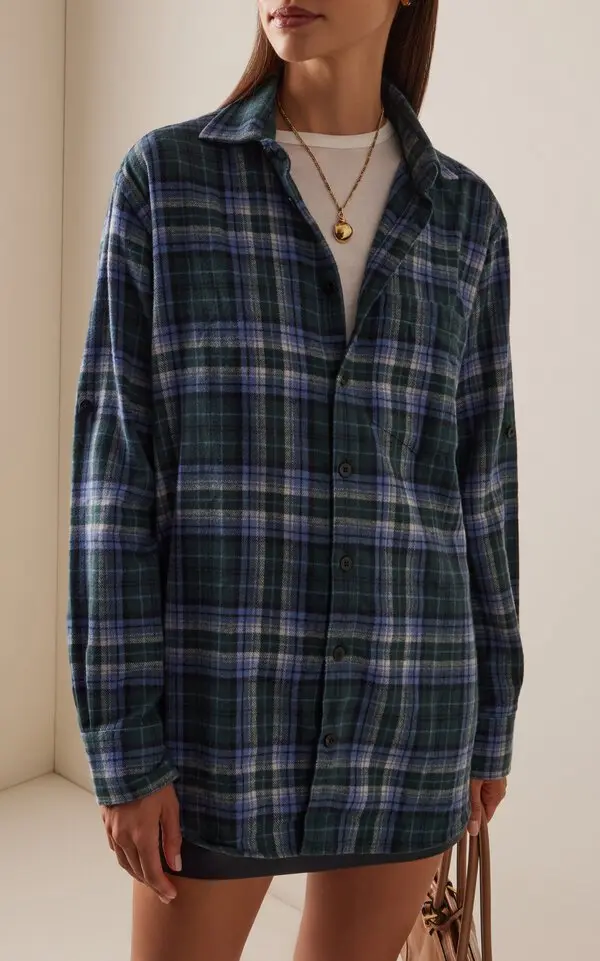 WITH NOTHING UNDERNEATH Oversized Checked Cotton Shirt - Multi