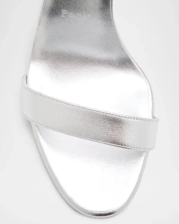 CHRISTIAN LOUBOUTIN 100mm Miss Z Metallic Leather Sandals - Silver