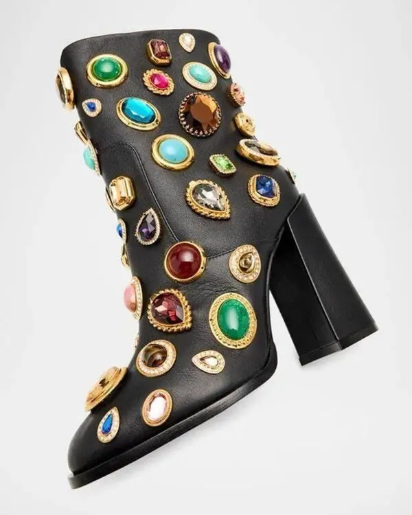 Dolce & Gabbana 105mm Stone-embellished Leather Ankle Boots