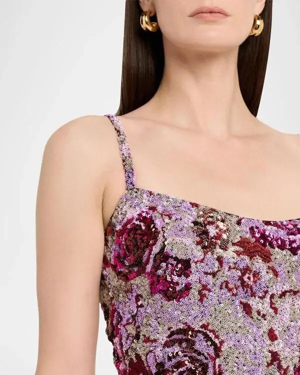 BRONX BANCO Allegra Floral Sequin Maxi Dress - Pink Multi