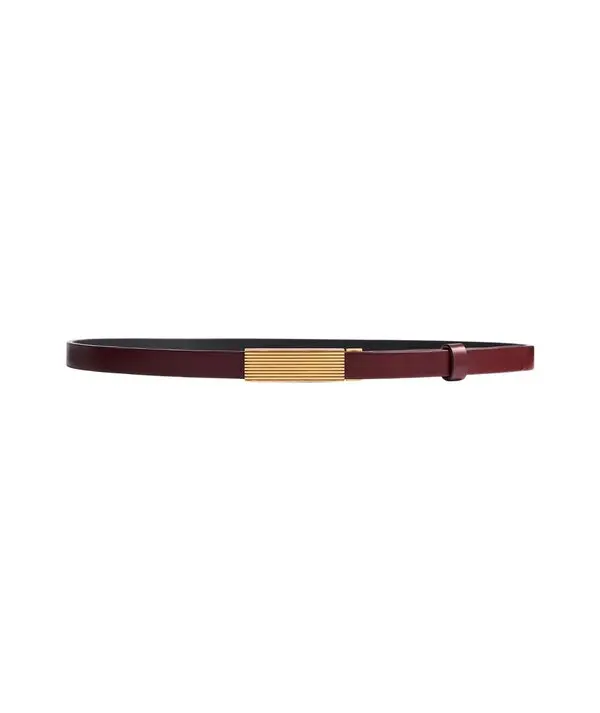 Khaite Empire Leather Belt With Gold Hardware - Oxblood