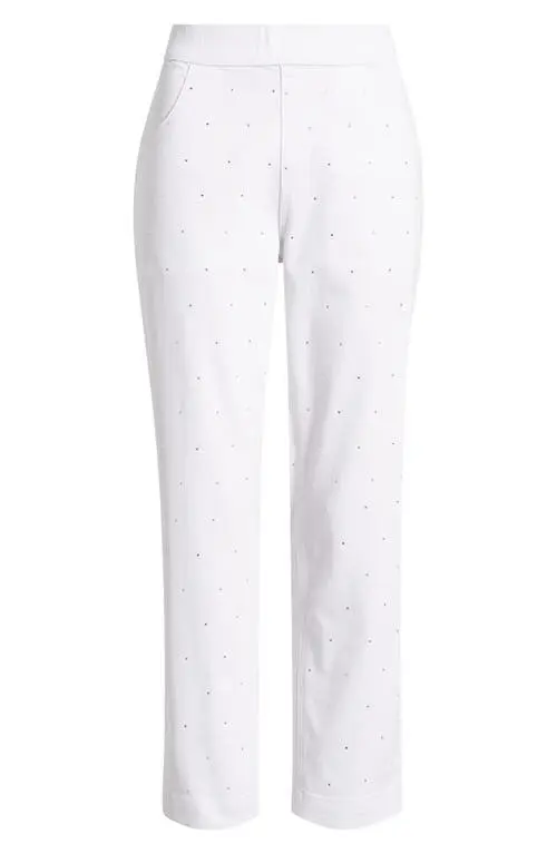Hue Rhinestone Straight Leg Crop Denim Leggings - White