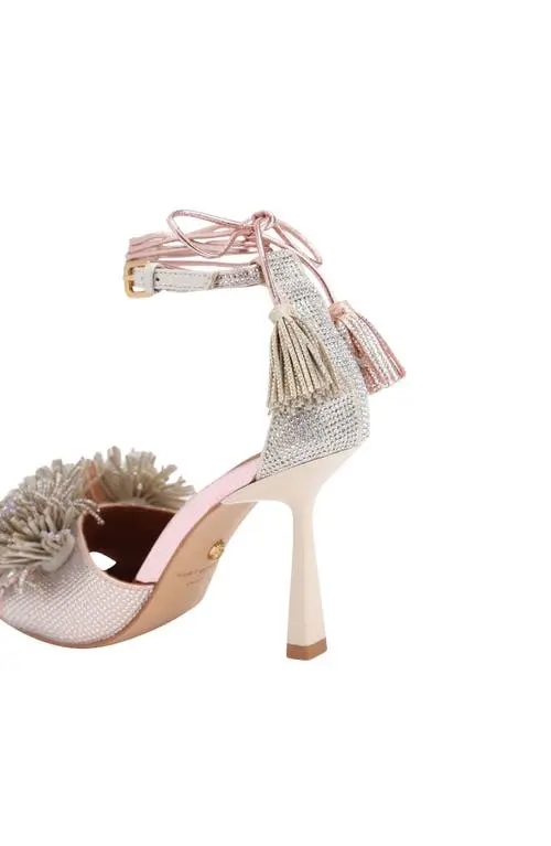 Kurt Geiger Pom Pom Ankle Wrap Sandals - Open Grey