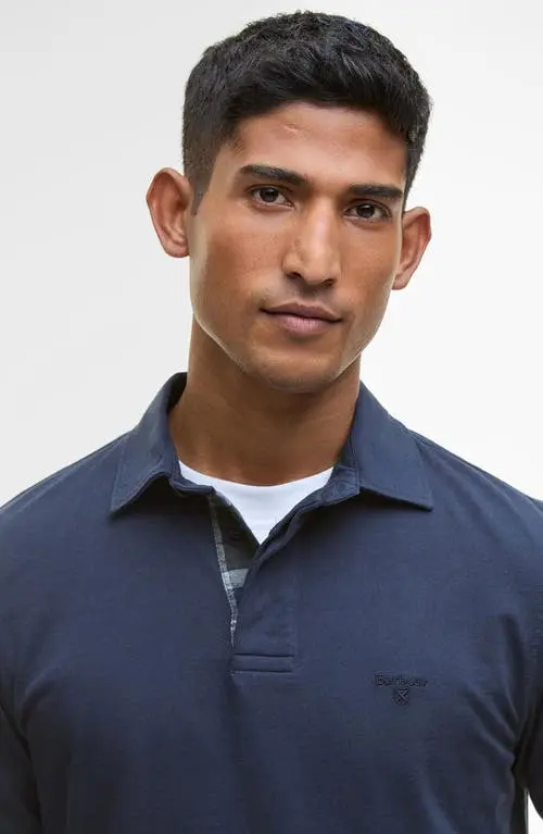 Barbour Margrove Tailored Fit Long Sleeve Cotton Polo - Navy