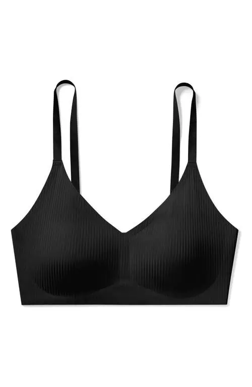TRUE & CO Rib Triangle Bra - Black