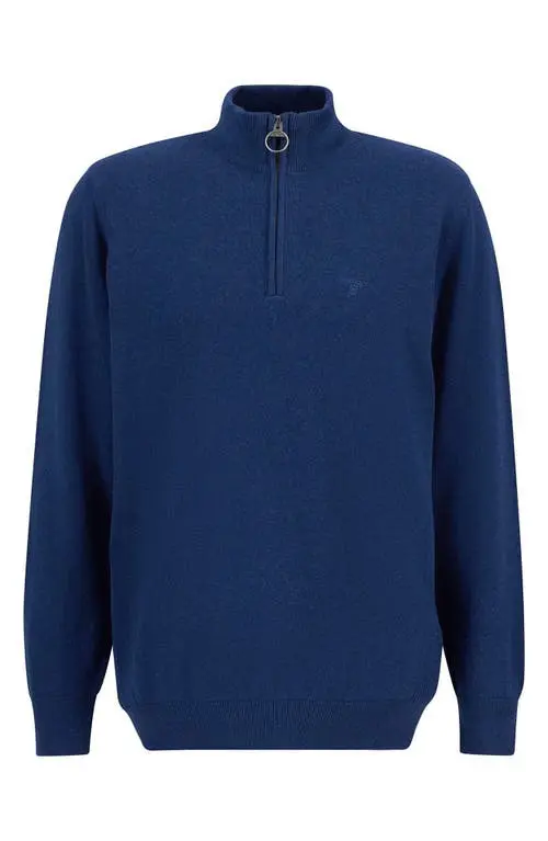 Barbour Cotton Quarter Zip Sweater - Inky Marled