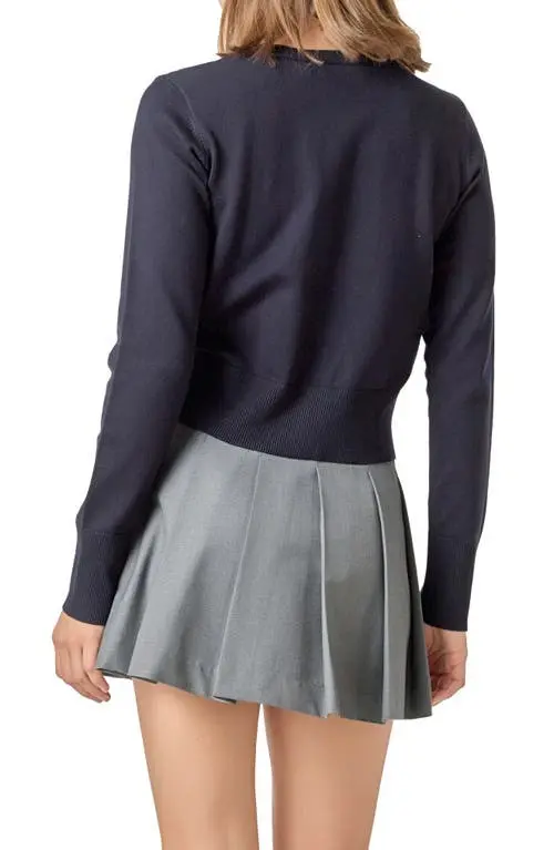 English Factory Pearly Bead & Rhinestone Cardigan
