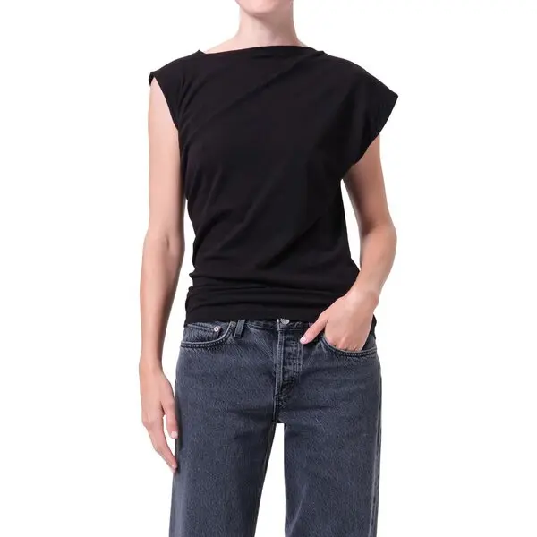 AGOLDE Beth Asymmetric Top - Black