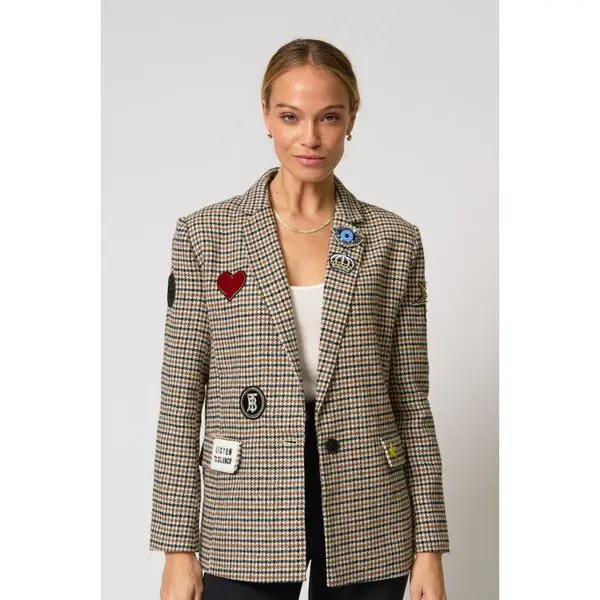 Central Park West Lucky Patches Check Blazer