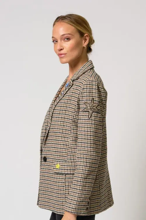Central Park West Lucky Patches Check Blazer