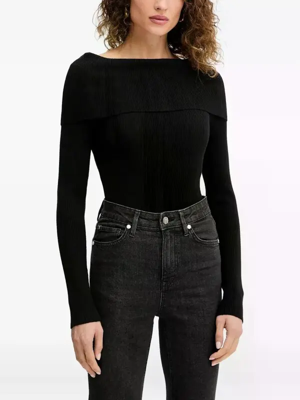 SILVIAN HEACH Ribbed Knit Off-shoulder Sweater