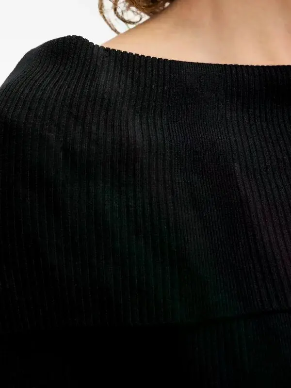 SILVIAN HEACH Ribbed Knit Off-shoulder Sweater