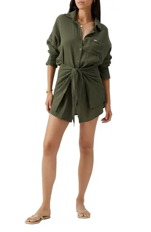 Melissa Odabash Sara Long Sleeve Cover-up Dress - Olive