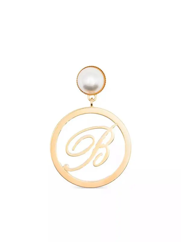Blumarine Faux-pearl Logo Earrings - Gold